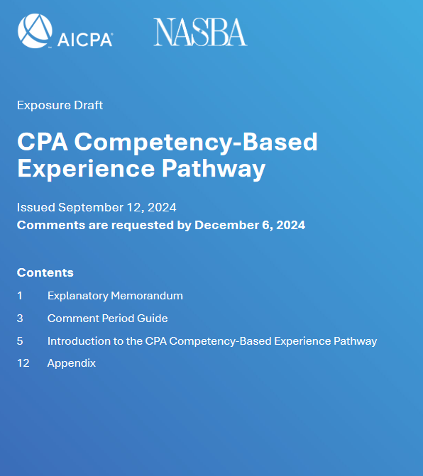 Response to AICPA/NASBA CPA Competency-Based Experience Pathway – Pentastic